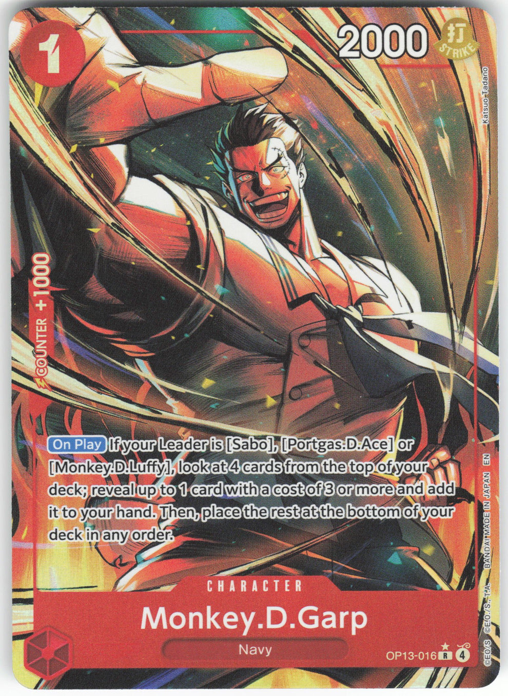 Monkey.D.Garp (Alternate Art) R Carrying On His Will OP13-016 NM ...