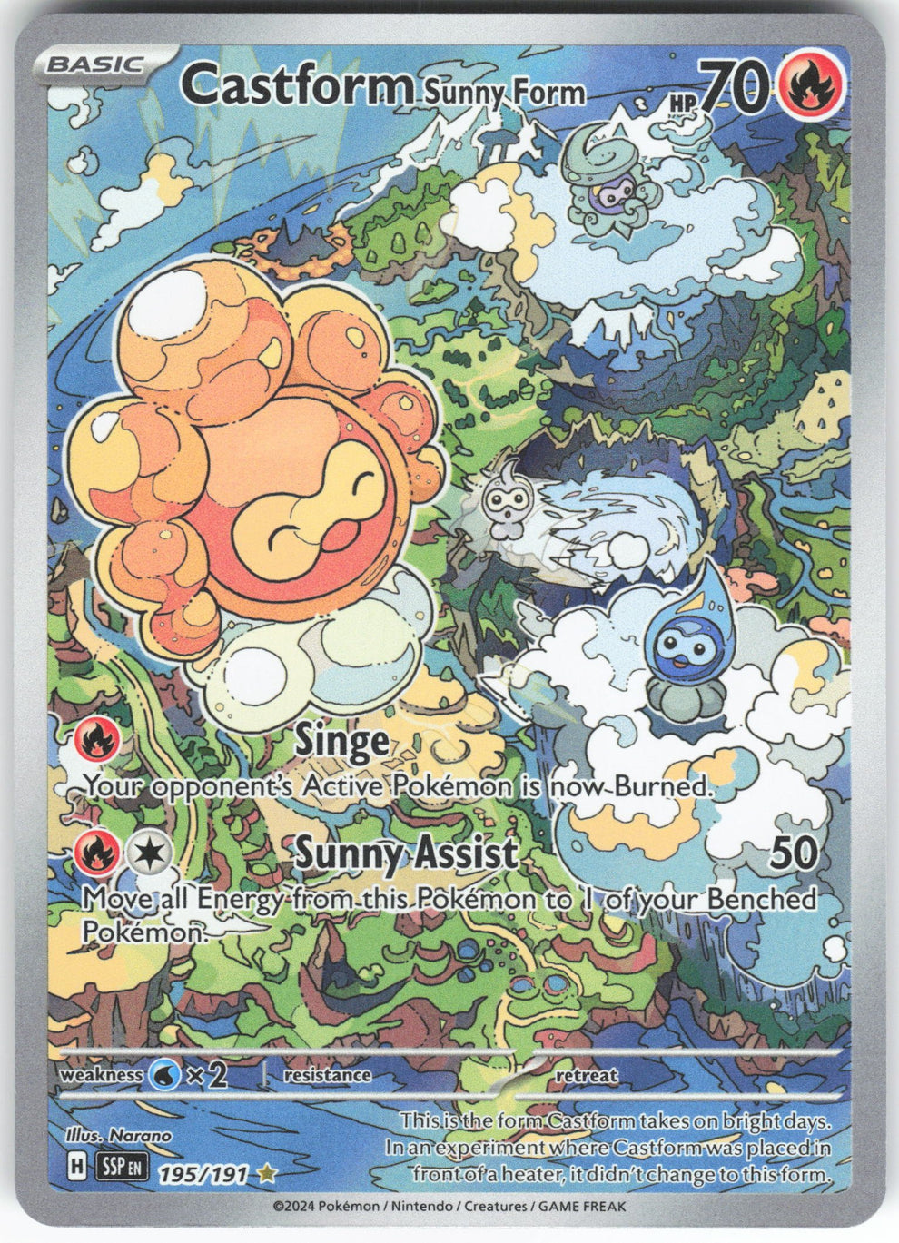 Castform Sunny Form - Illustration Rare SV08: Surging Sparks 195/191 NM ...
